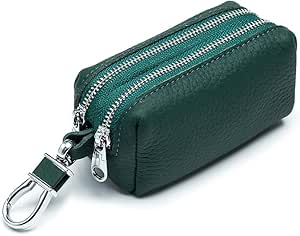 imeetu Leather Big Coin Purse, Change Pouch with 2 Keychain & 2 Zipper ...