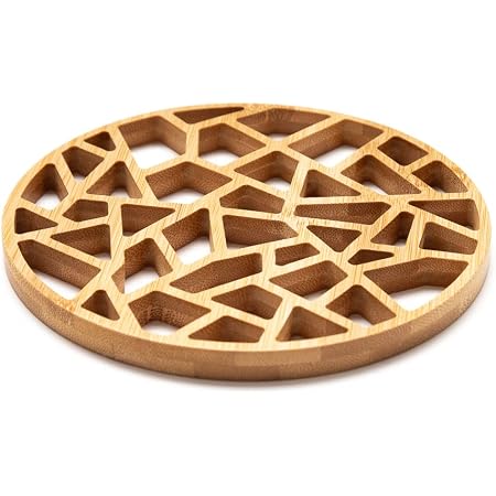 Bamboo Heat Mat | Modern Design Bamboo Trivet Set | 15cm Diameter ...