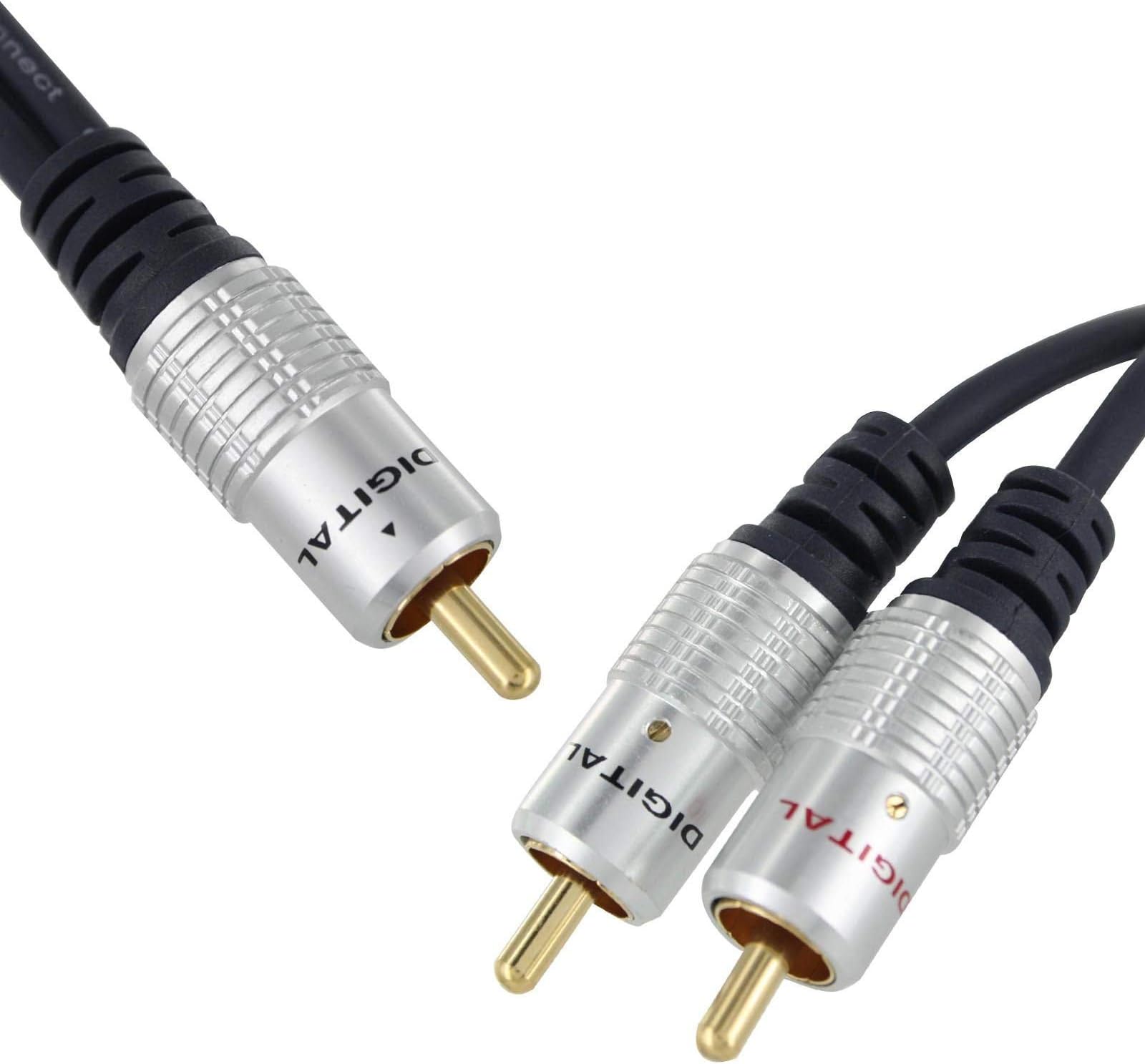 Subwoofer RCA Cable, TEKERA 1 Male to 2 Male RCA Cable with Gold-Plated Connectors for Digital ...