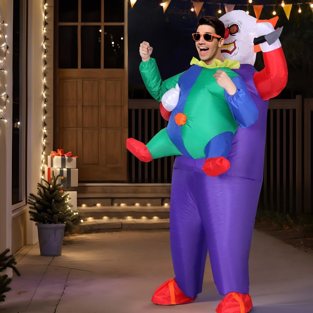 Inflatable Clown Costume Adult Suit Blow Up Party Fancy Dress Halloween ...
