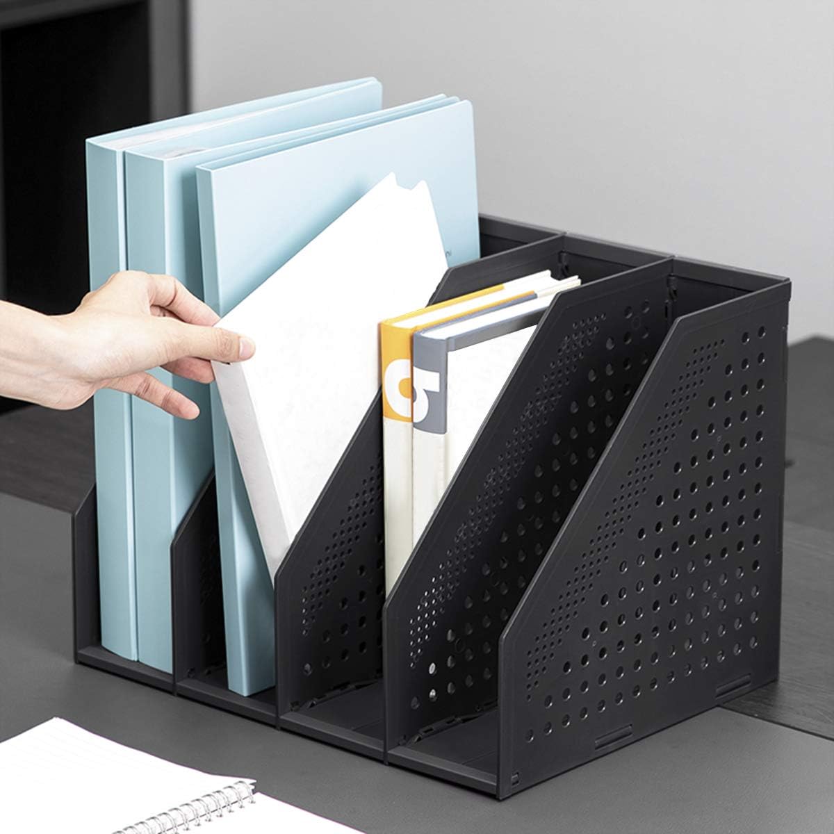 YJZQ Foldable Desktop Storage Rack File Holder Organizer 4 Sections ...