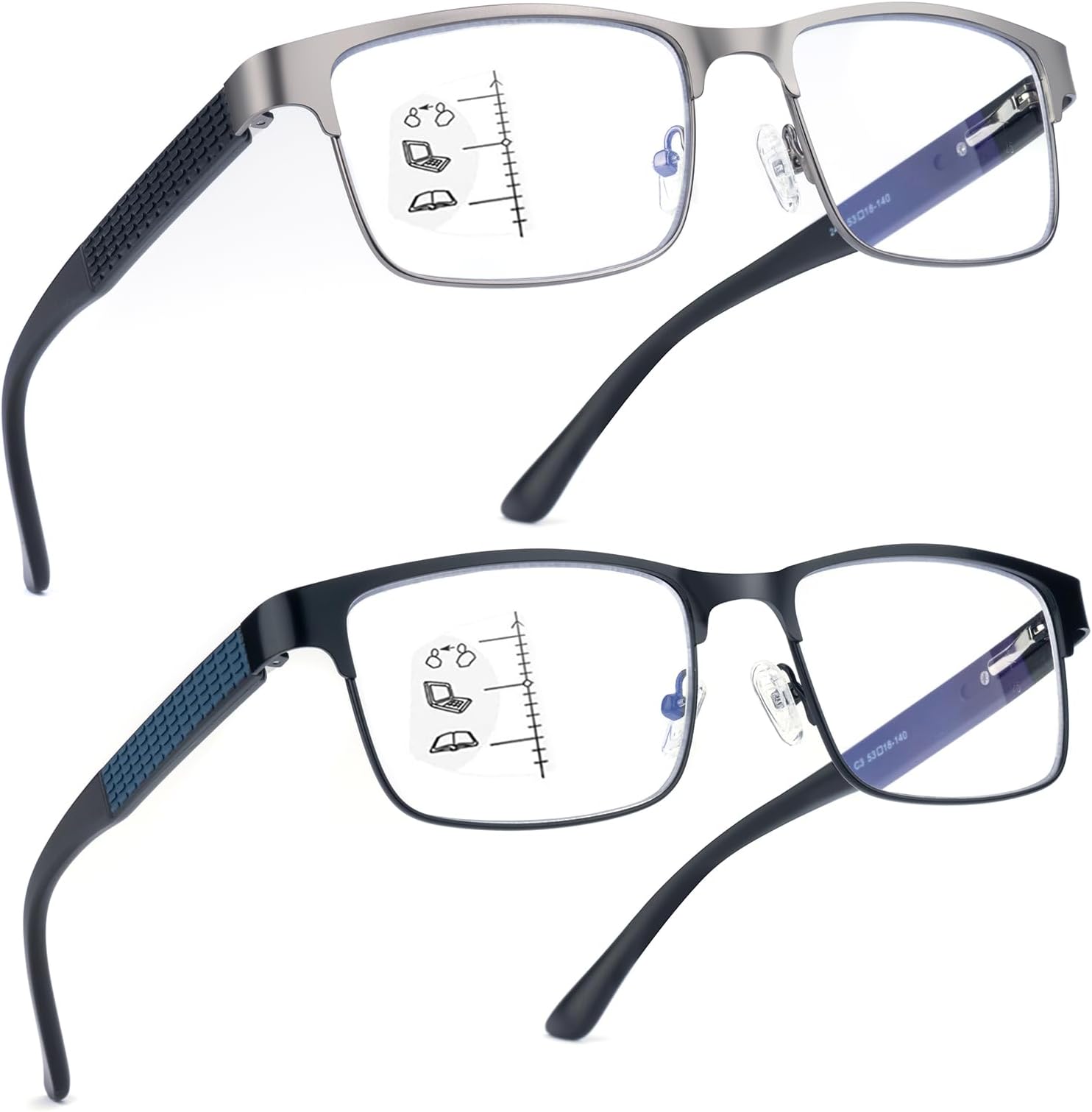 Amazon.com: Progressive Multifocus Reading Glasses for Men & Women, No ...