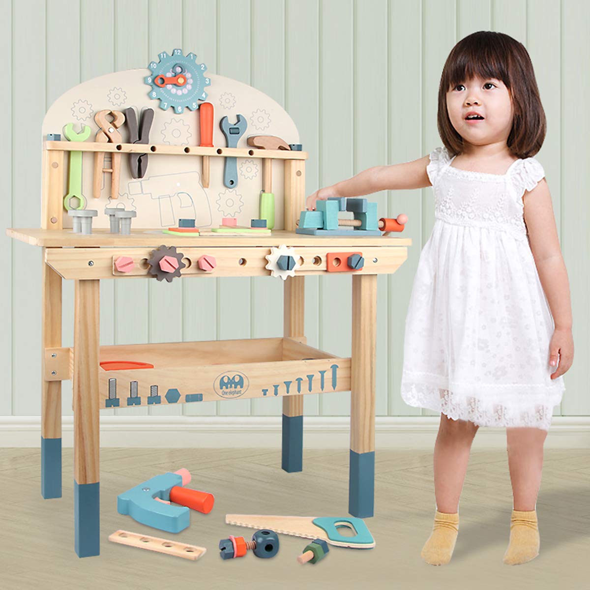 Wooden Power Tool Workbench for Kids, Building Tools Sets Pretend Play ...