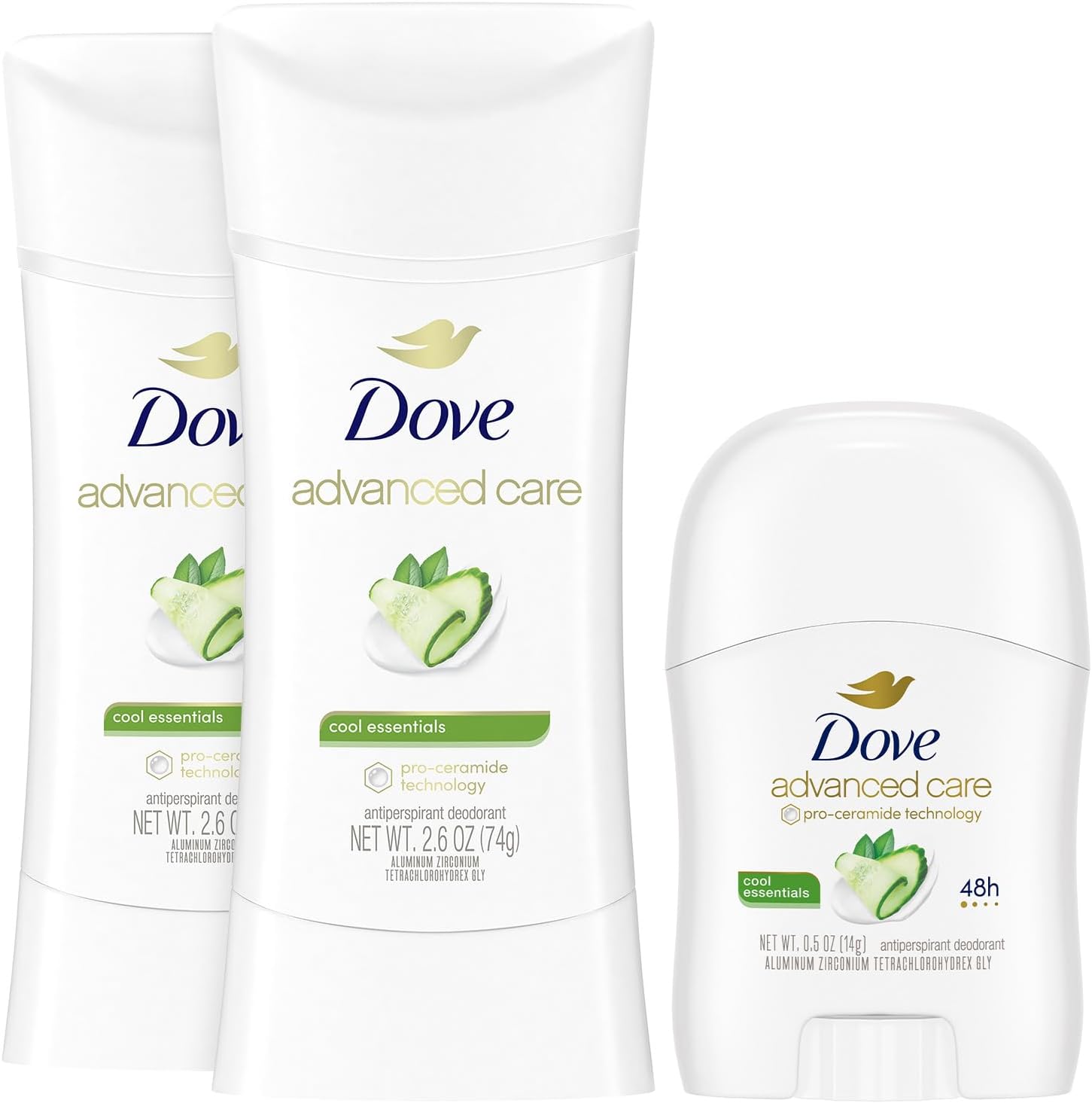 Amazon.com : Dove Refillable Deodorant Starter Kit 0% Aluminum Cucumber ...