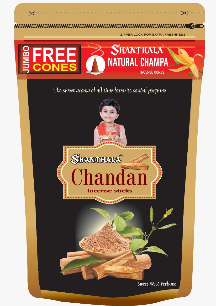 Shanthala Agarbathies Premium Big Zipper Pack with 3 Chandan Floral ...