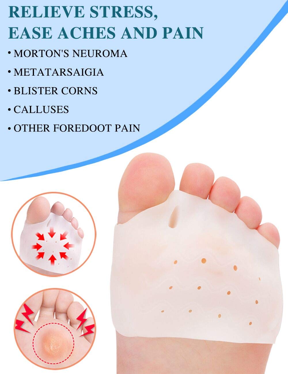 Buy Gel Metatarsal Pads and with Toe Separator-2 Pairs-Ball of Foot ...