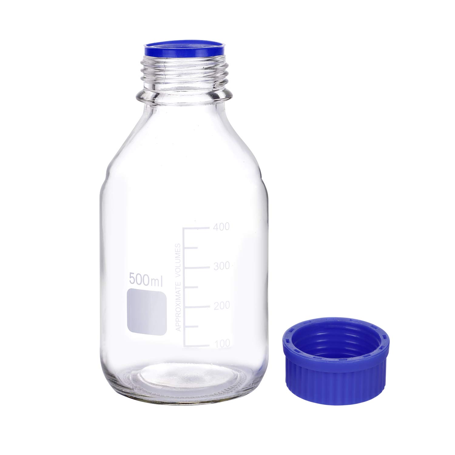 100ml Bottle 8-Pack 500mL Glass Media Bottles With GL45 Blue Caps - Lab ...