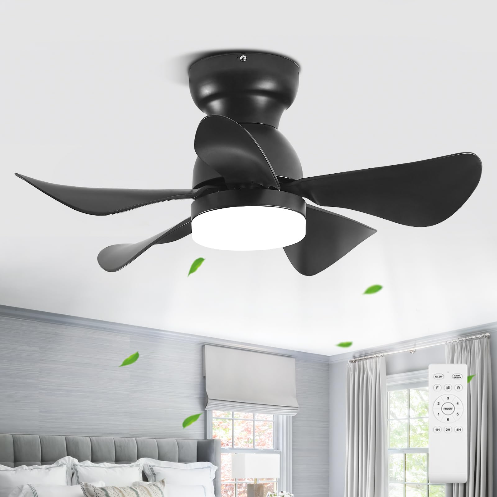 Trimit Modern Enclosed Ceiling Fan with Light Indoor with Remote ...