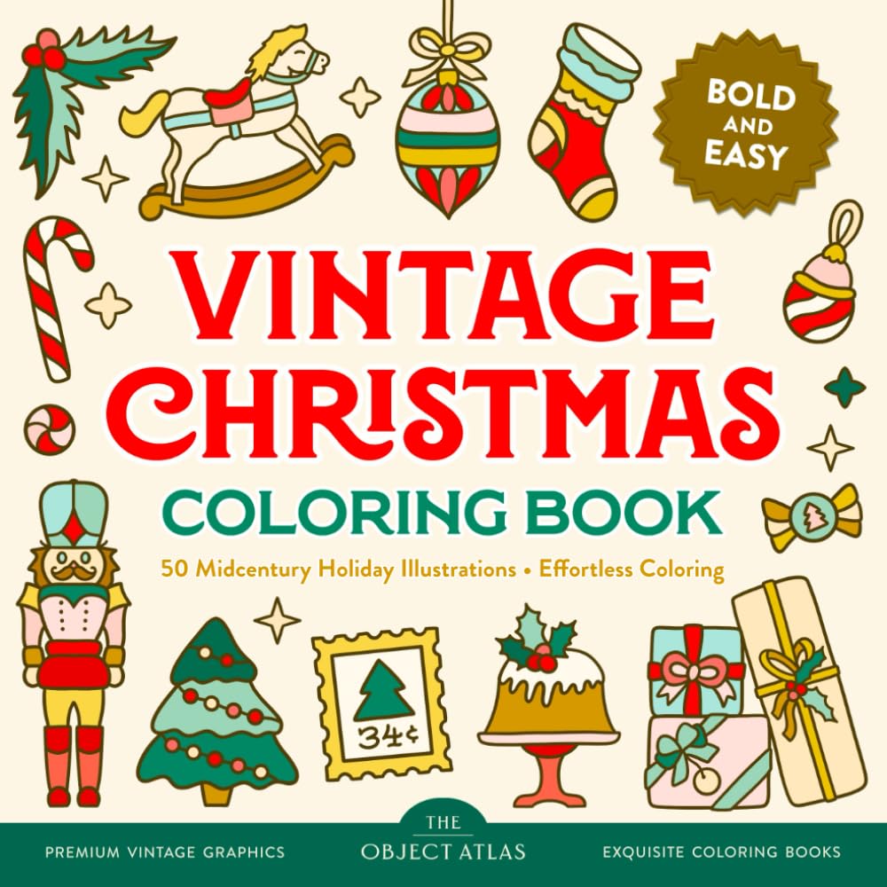 Vintage Christmas Coloring Book: 50 Midcentury Holiday Illustrations ...
