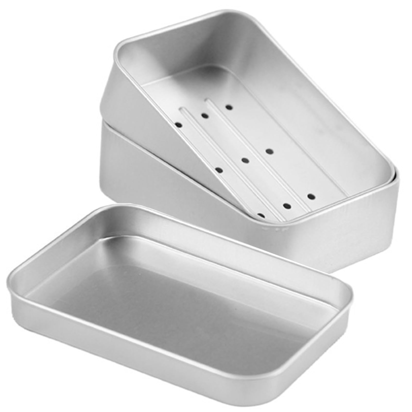 150ML Soap Box Metal Aluminum,Square Soap Box Travel with lid Drain in ...