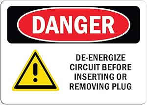 Amazon.com : Danger Sign - De-Energize Circuit | Label Decal Sticker ...
