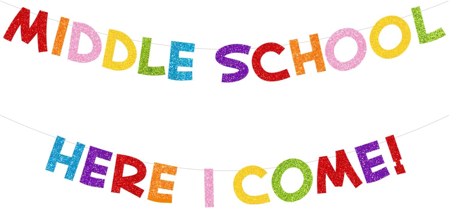 Amazon.com: Middle School Here I Come Banner, First Day of Middle ...