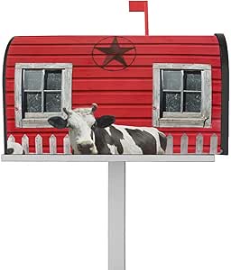 Amazon.com: Mailbox Covers Farmhouse Animal Cows Red Barn Mailbox Cover ...