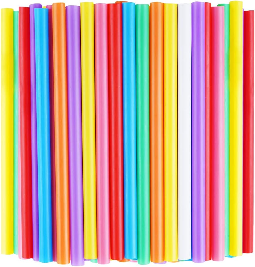 Amazon.com: 100 PCS Jumbo Smoothie Straws, Colorful Disposable Plastic ...