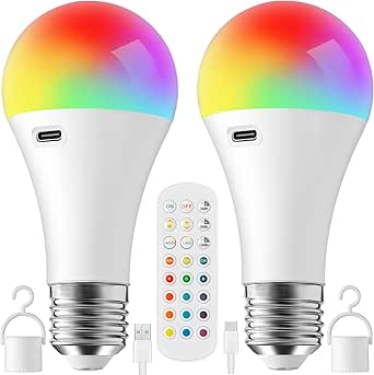 Onite Rechargeable LED Light Bulb with Remote - 15 Colors & 10 ...