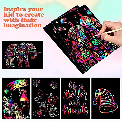 Snapklik.com : Mocoosy 60Pcs Scratch Paper Art Set For Kids, Rainbow ...