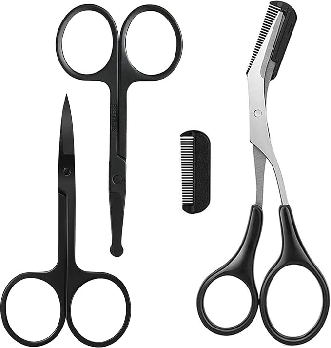Amazon.com: Eyebrow Scissors with Comb, KAJUDA Facial Hair Small ...