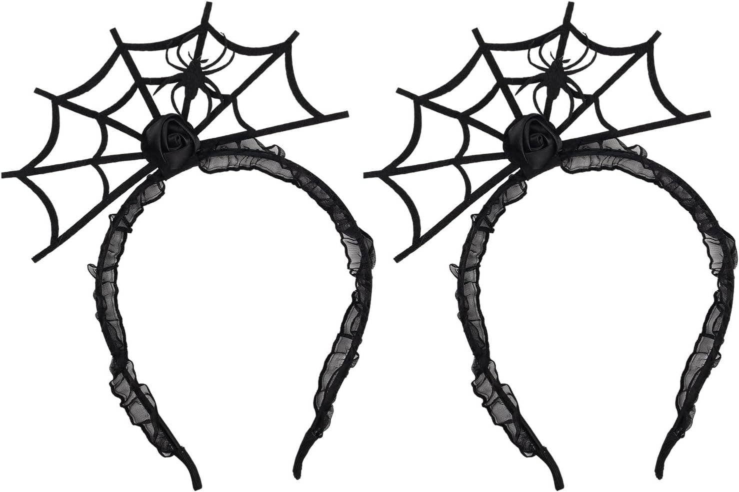 AOVNA 2 Pieces Halloween Spider Web Hair Hoop Spider Headband Costume ...