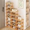 Amazon.com: 8 Tiers Vertical Shoe Rack,Bamboo Narrow Shoe Rack,Small ...