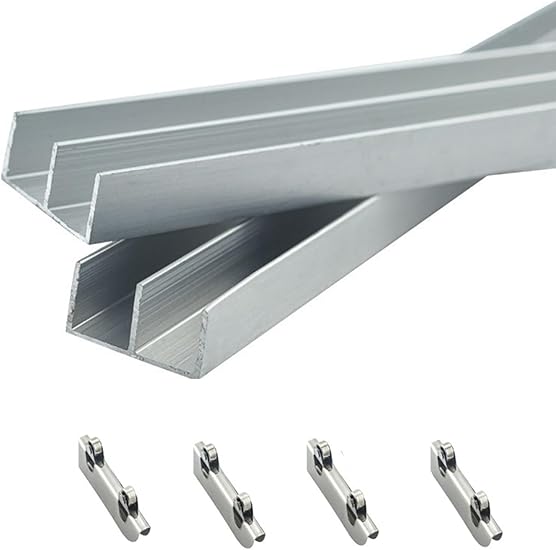 Sliding Cabinet Door Track Hardware Set For 3-5mm Thick Panels Glass ...