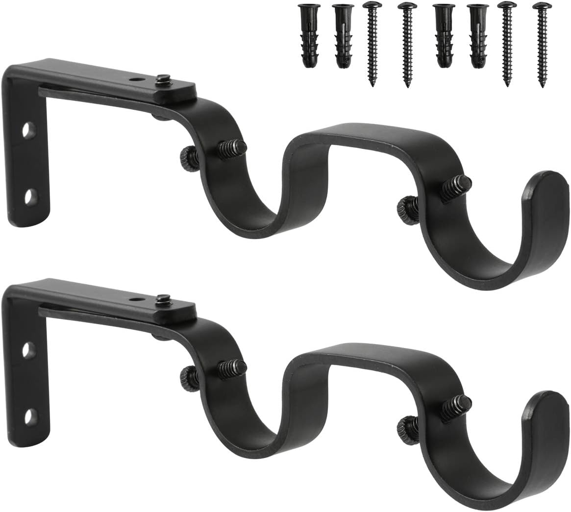 Amazon.com: TEJATAN - Double Curtain Rod Brackets - 1 inch Diameter ...