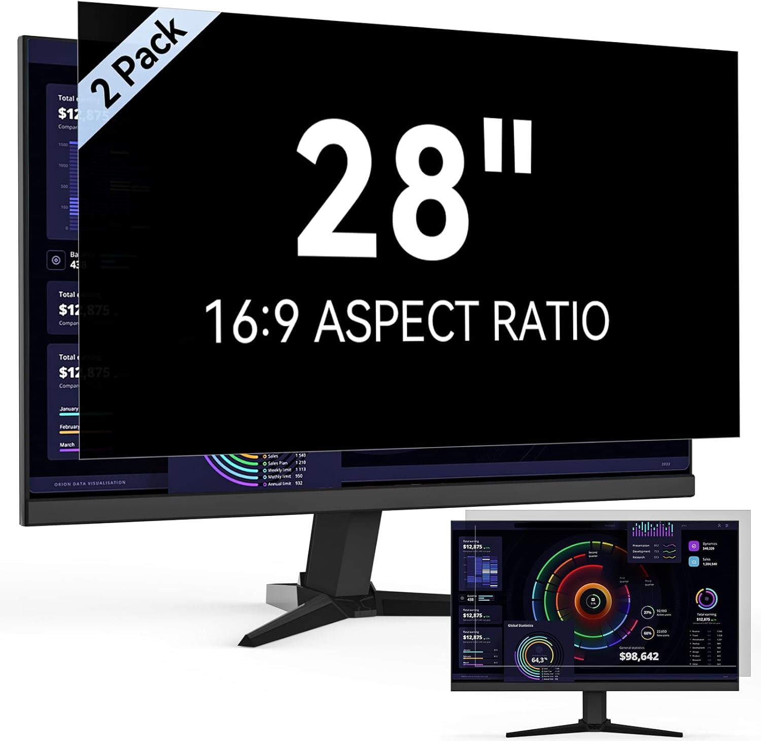 Amazon.com: Protescreen [2-Pack 28 Inch Computer Privacy Screen Filter ...