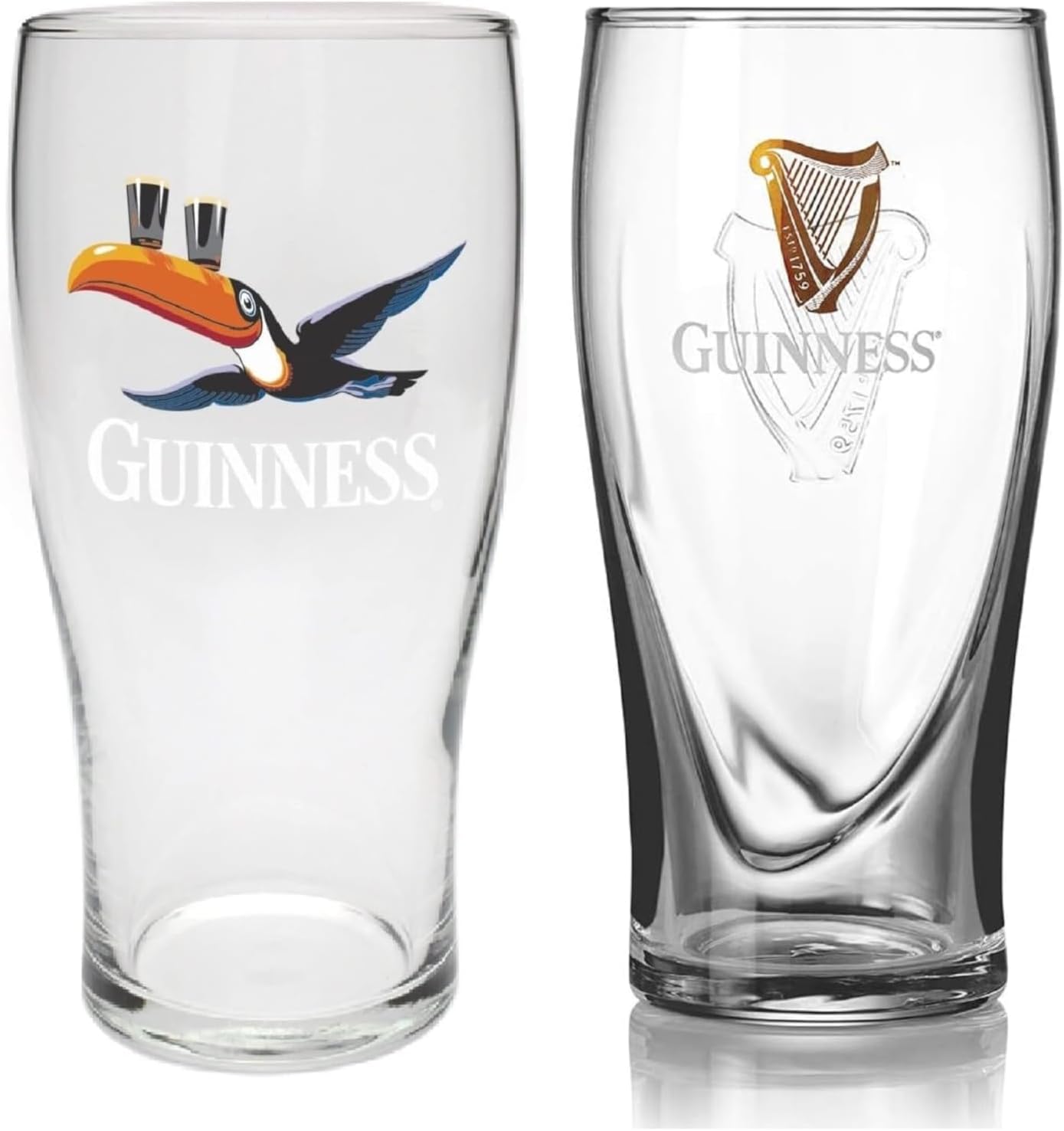 Guinness Official Merchandise Gravity and Toucan 2 Pack Pint Glasses ...