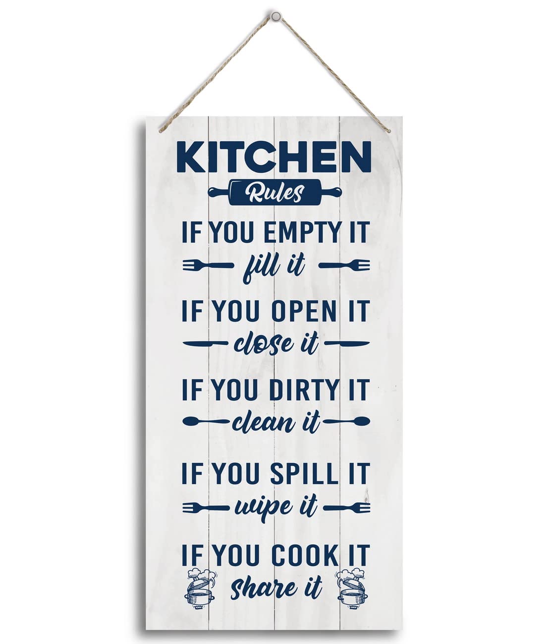 Amazon.com: Kitchen Wood Decor Sign, Kitchen Rules, Hanging Printed ...