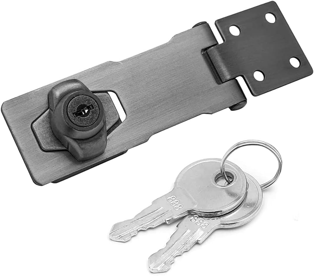 4 Inch Keyed Hasp Locks, Keyed Alike Twist Knob Keyed Locking Hasp ...