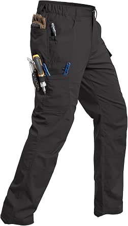 Amazon.com: CARWORNIC Men's Stretch Ripstop Work Pants Water Resistant ...