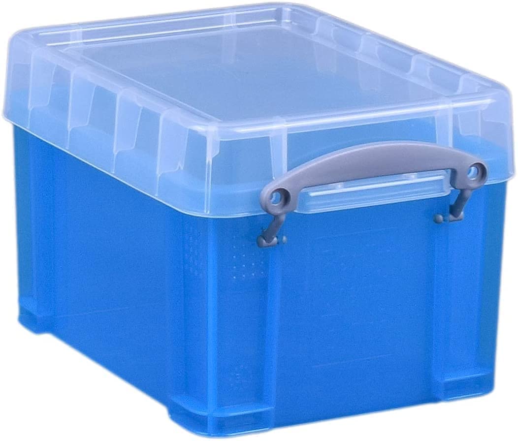 Really Useful Plastic Storage Box 3 Litre Transparent Bright Blue ...