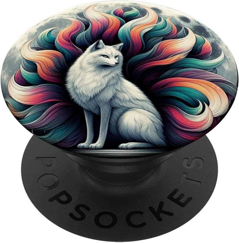 Amazon.com: Japanese Kitsune Fox Nine Tailed Fox With Moon Anime Black ...