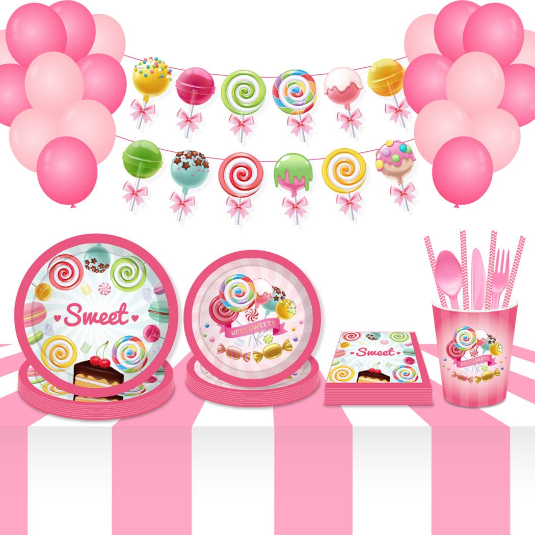 YATUSOTW Candy Banner Lollipop Garland Candyland Party Decorations ...