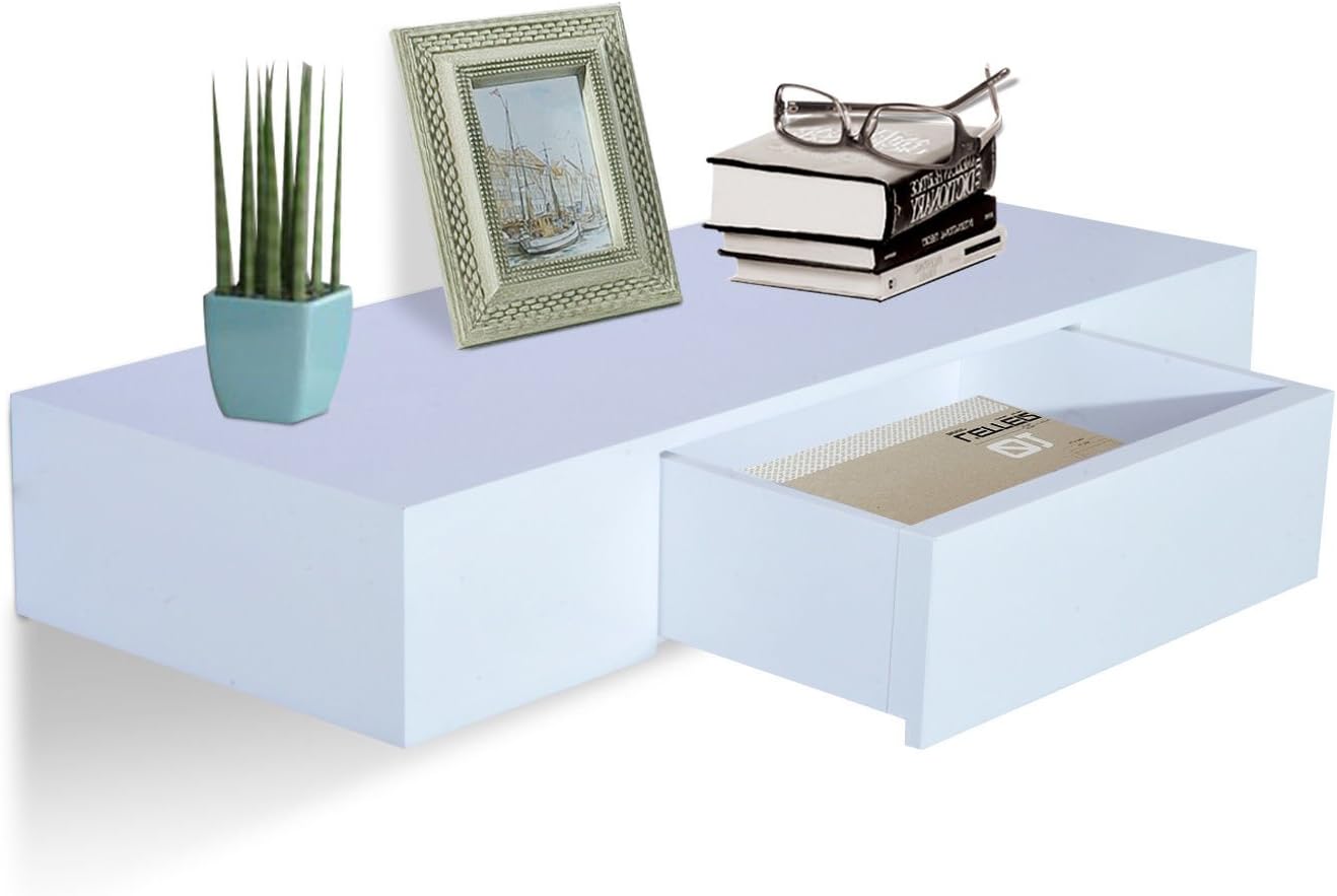 Amazon.com: HomCom Wall-Mounted Floating Storage Shelf with Drawer (24 ...