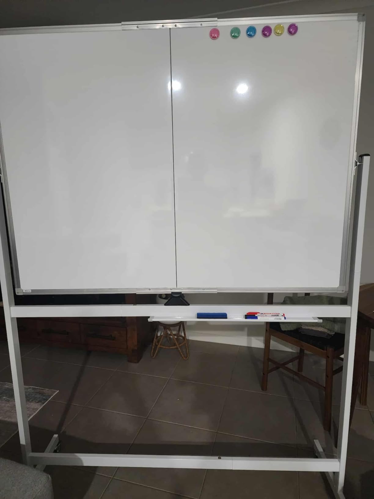 White Rolling Magnetic Whiteboard, White Board with Stand, Double Sided ...