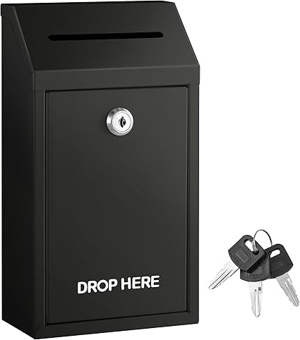 Amazon.com : Safe Locking Metal Money Cash Drop Box with Wall Mount ...