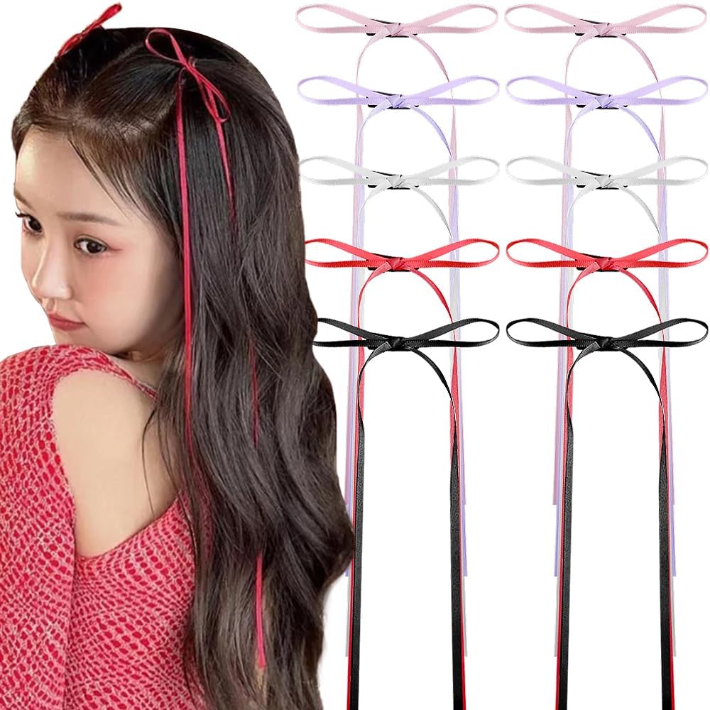 Amazon.com : 8Pcs Tassel Ribbon Bowknot Hair Clips with Long Tails for ...