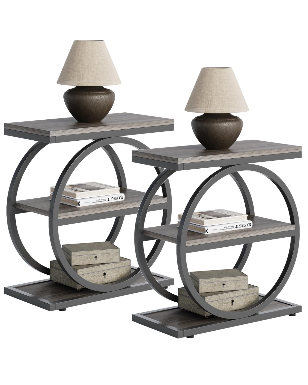 Amazon.com: LITTLE TREE End Table Set 2, Side Table with 3 Tiers ...
