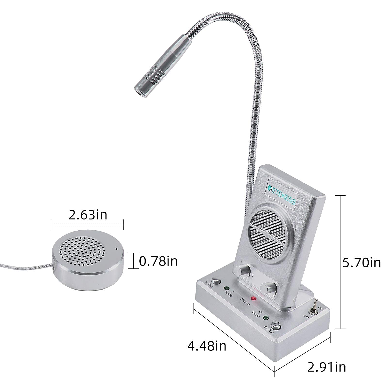 Retekess TW102 Window Intercom,8M Cable with Outer Speaker,Loud Speaker ...