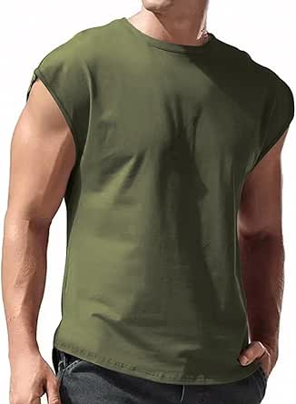 Amazon.com: PETCDIM Mens Muscle Cut Off T-Shirt Casual Cap Sleeve ...
