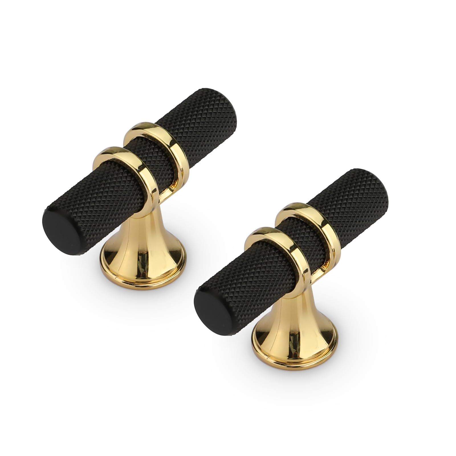 Haliwu 6 Pack Black&Gold Cabinet Knobs Knurled Cabinet Knobs T-bar ...