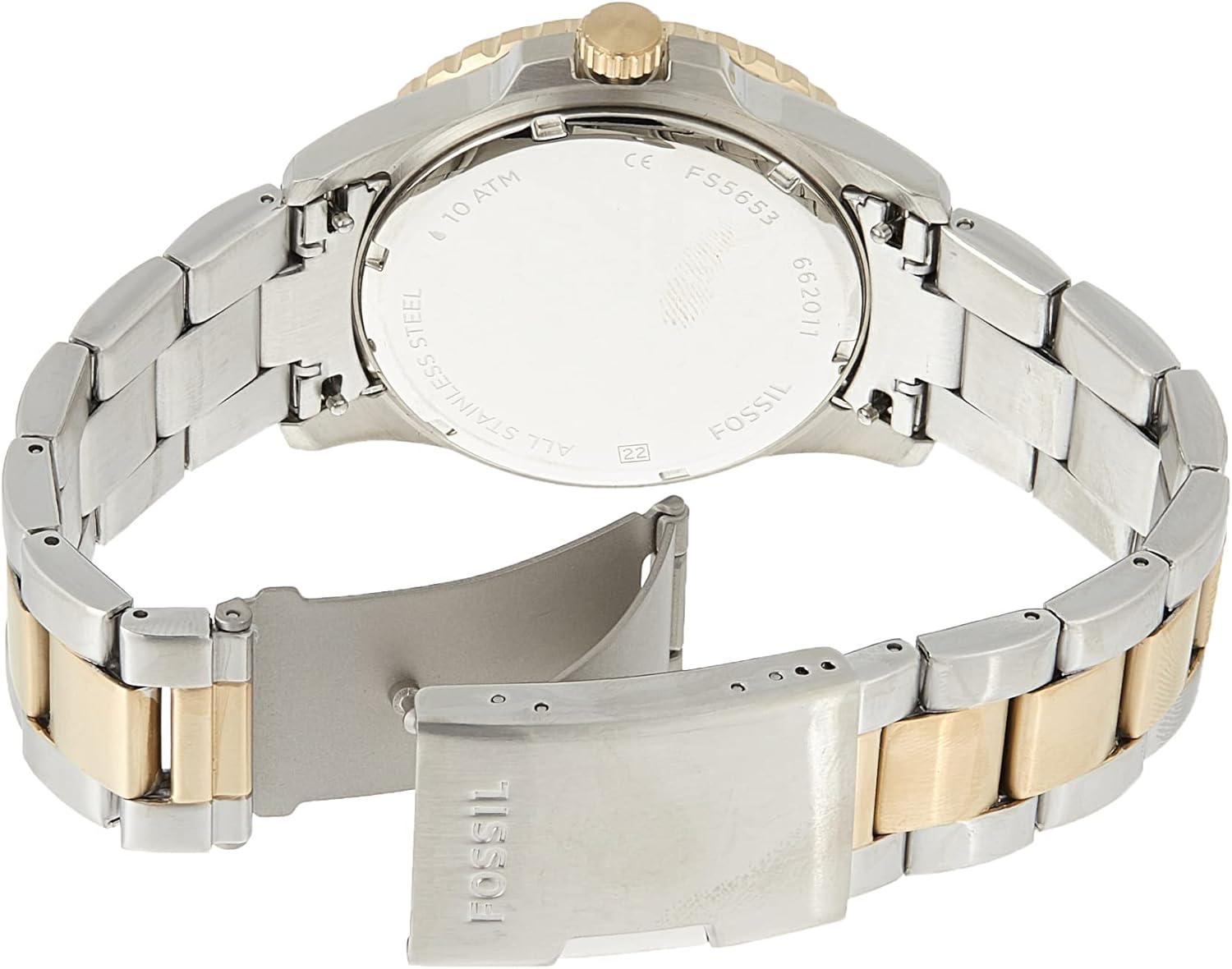 Fossil FB-01 Three-Hand Date Two-Tone Stainless Steel Watch, FS5653 ...
