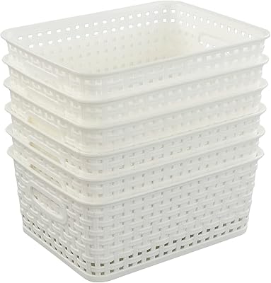 Amazon.com: EudokkyNA Plastic Weave Storage Basket, Small Baskets Set ...
