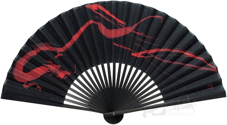 Amazon.com: Yamani Hiryu Set Black Mens Fabric Folding Fans 8.7 X 1 X 0 ...