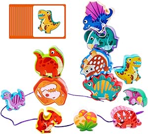 Amazon.com: JAQI Montessori Educational Wooden Threading Stringing Toys ...