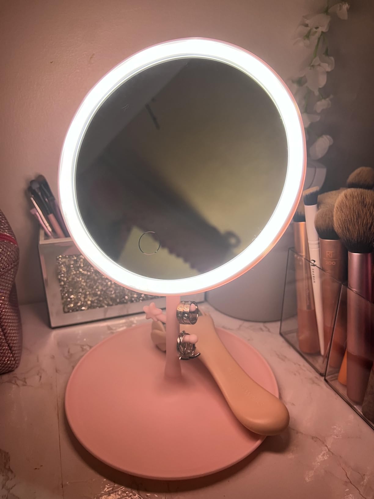 GVEFIVME Rechargeable Makeup Mirror with Light, lluminated Led Desk ...