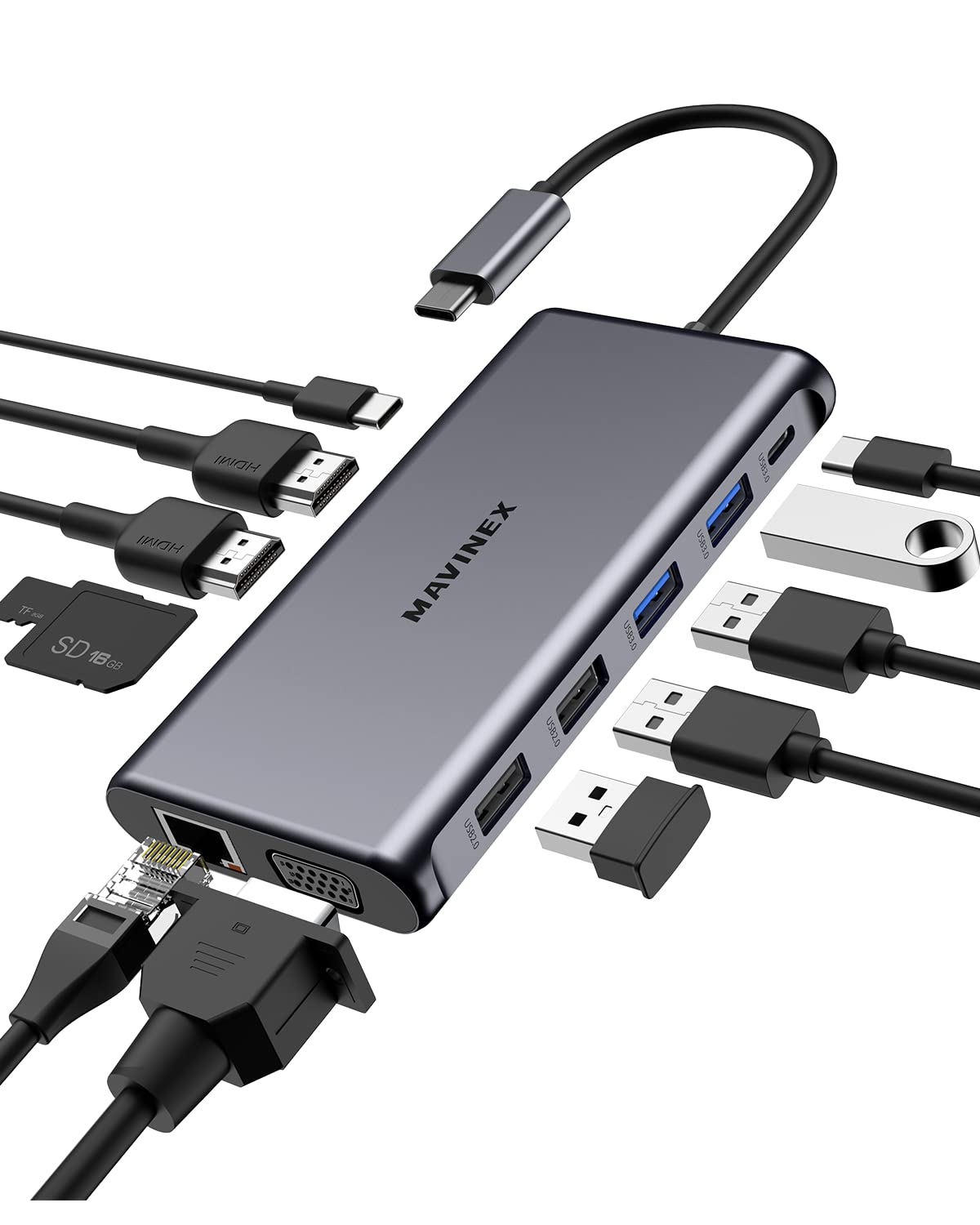 Buy USB C Docking Station MAVINEX 12 In 1 Triple Display USB C Hub