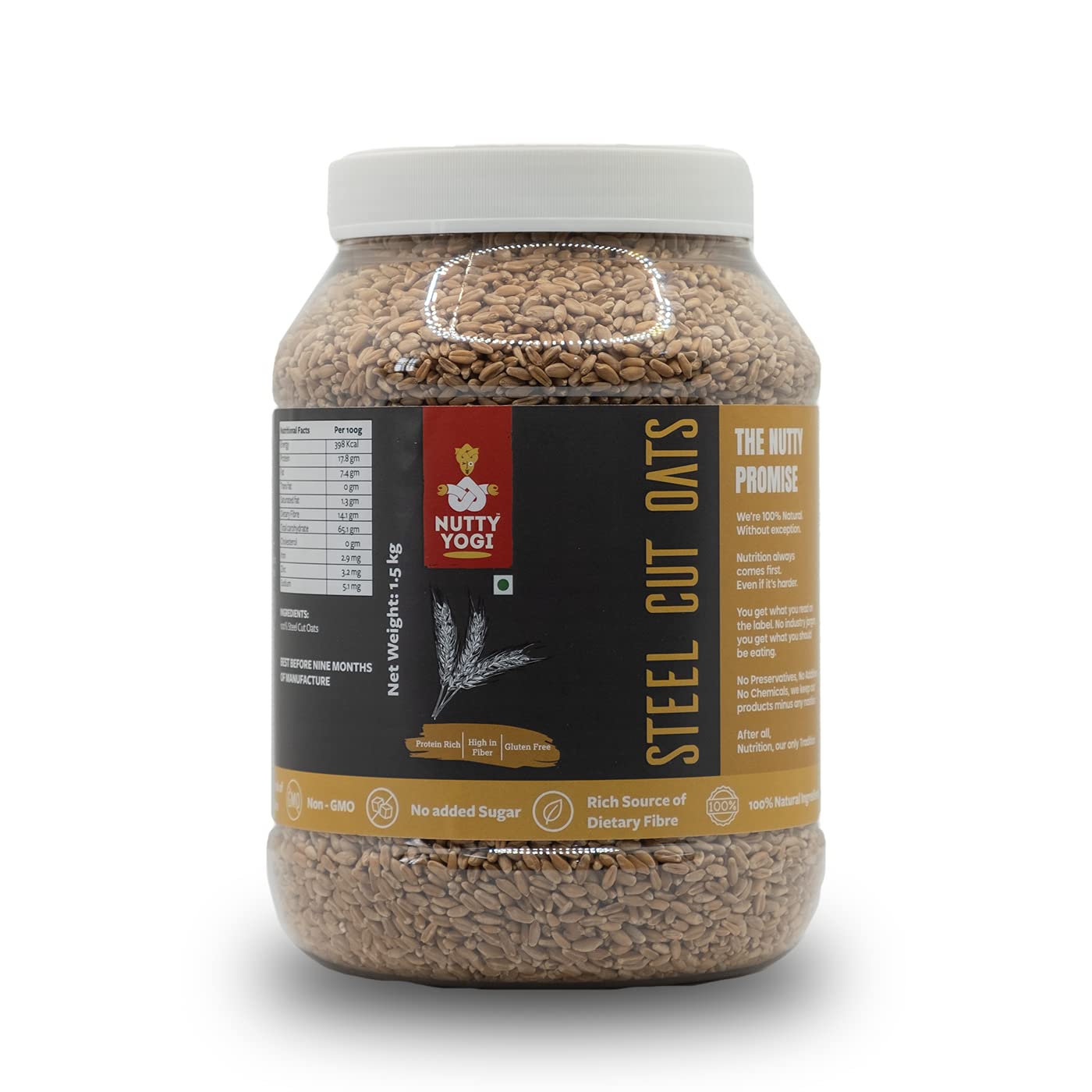 Nutty Yogi Gluten Free Steel Cut Oats Jar | Pinhead Oats | Healthy ...