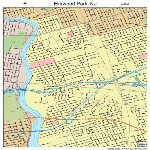 Amazon.com: Large Street & Road Map of Elmwood Park, New Jersey NJ ...