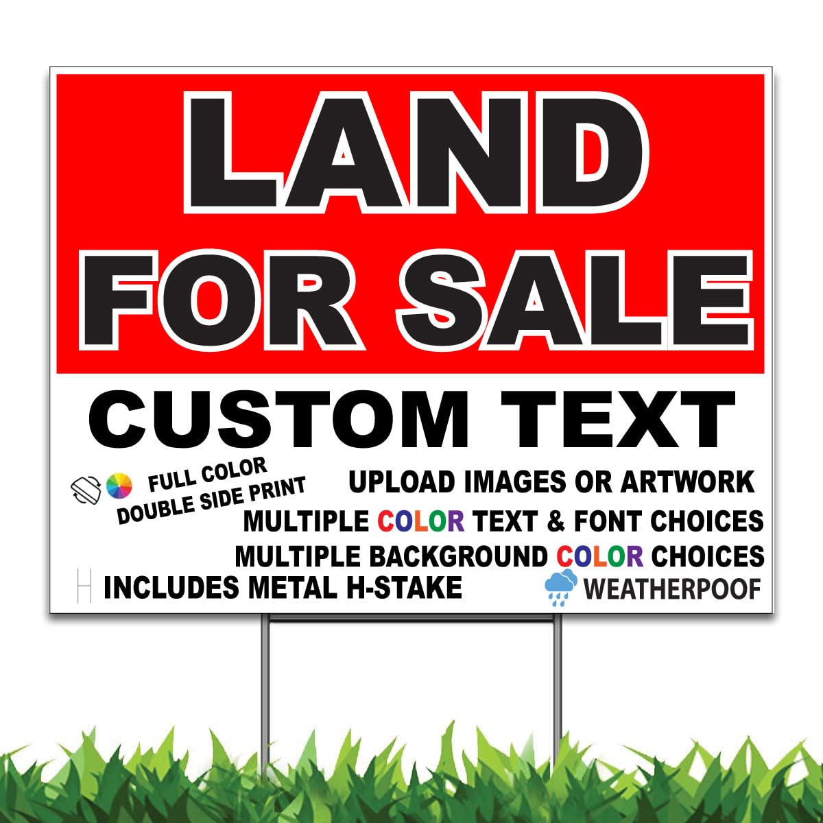 Amazon.com: Land For Sale Custom Yard Sign, 18 x 24 inch or 24 x 36 ...